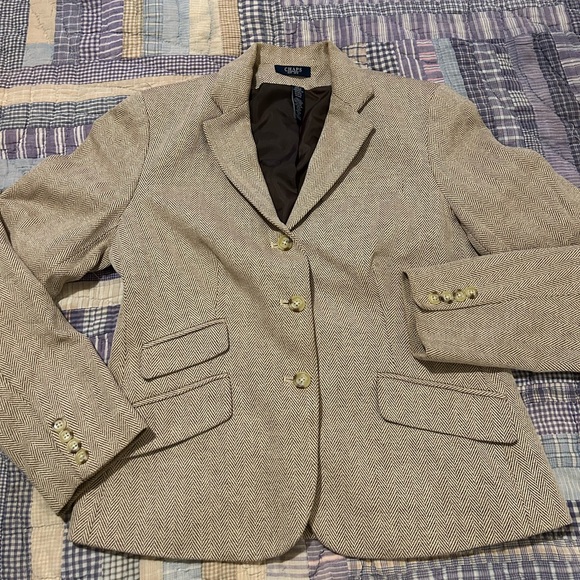 Chaps | Jackets & Coats | Chaps Sz 2 Tan Cream Mid Weight Linen Blend ...